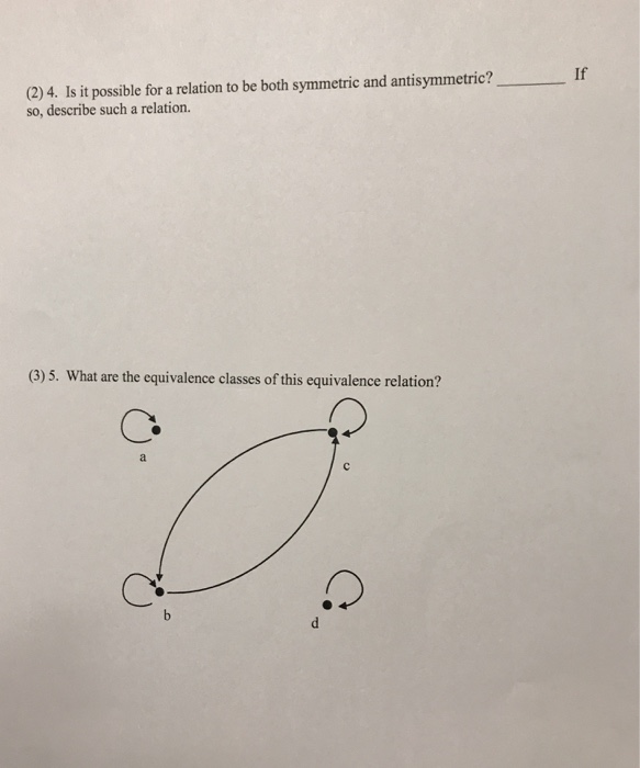 Solved (2) 4. Is it possible for a relation to be both | Chegg.com