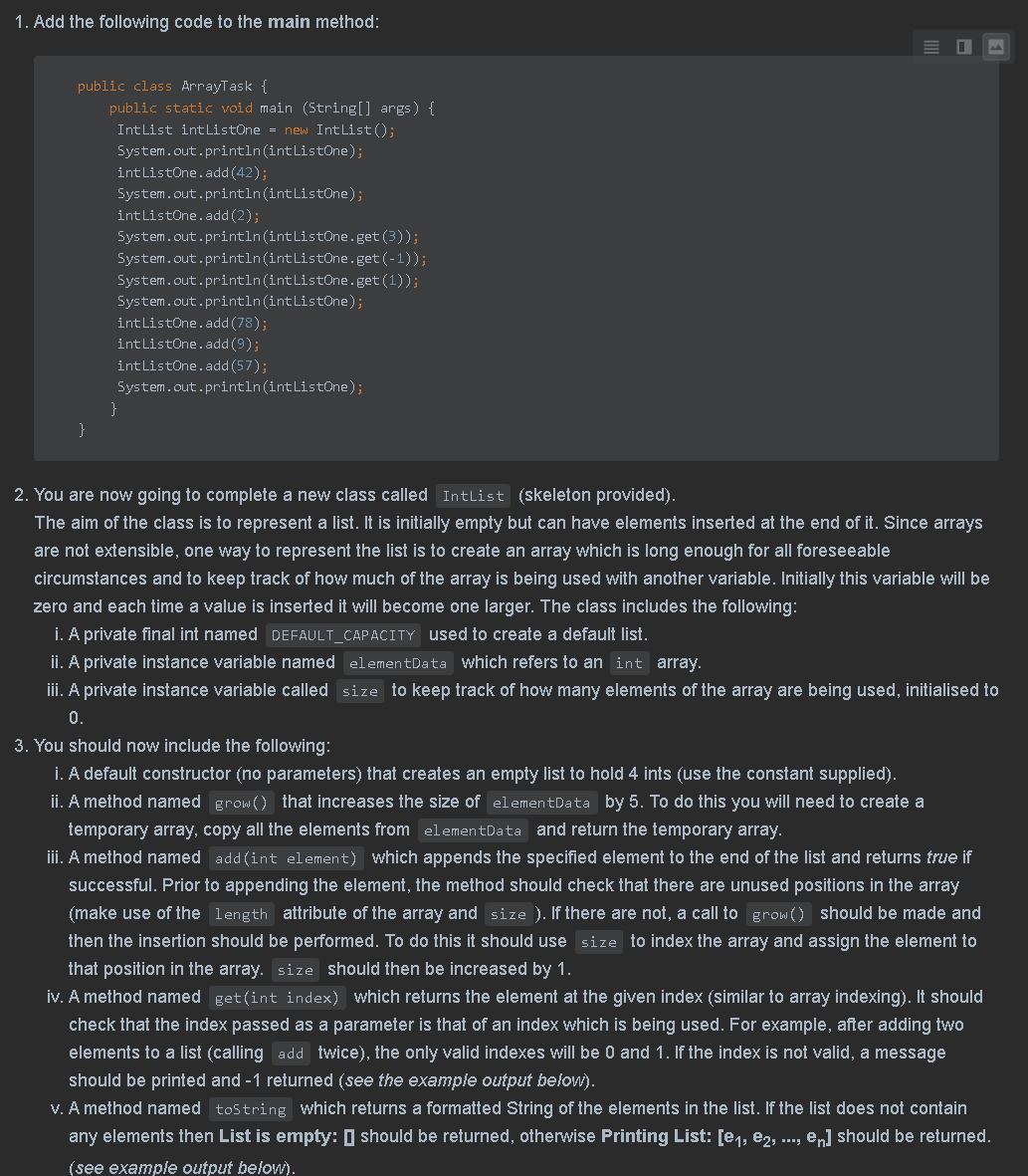 Solved 1. Add the following code to the main method: public | Chegg.com