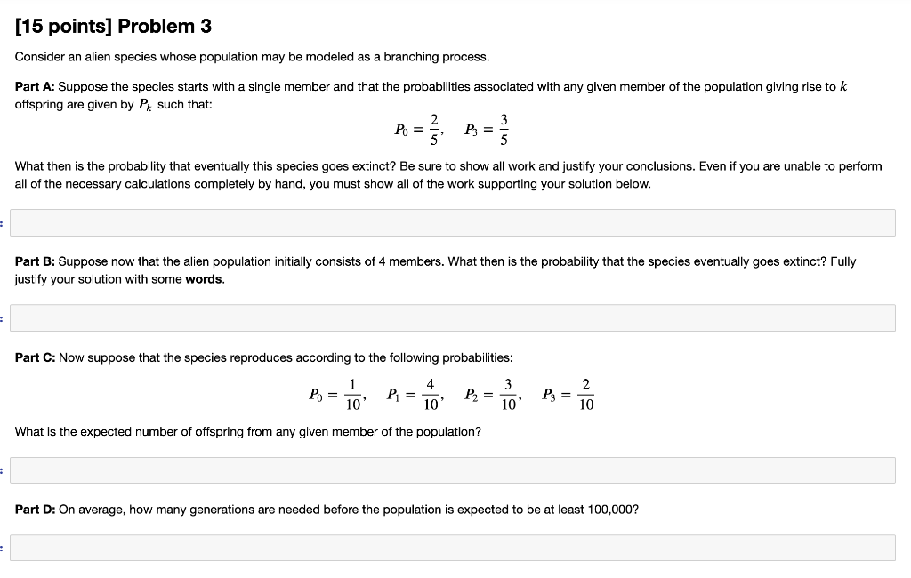 [15 points] Problem 3 Consider an alien species whose | Chegg.com