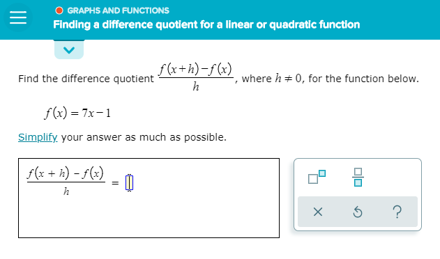 Solved O GRAPHS AND FUNCTIONS Finding a difference quotient | Chegg.com