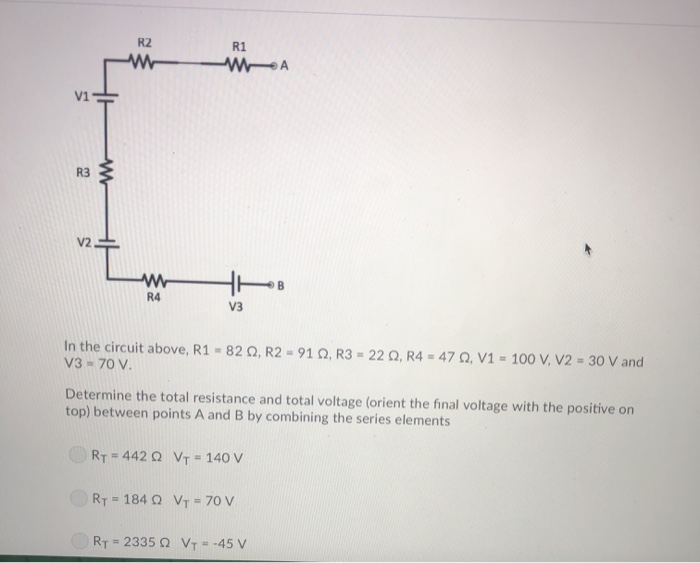 Solved R2 R1 R3 V2 R4 V3 In the circuit above, R1-82 Ω, | Chegg.com