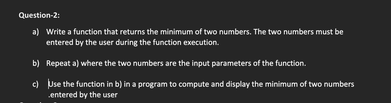 Solved Question 2 A Write A Function That Returns The Chegg