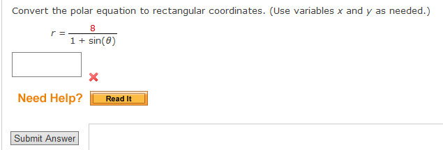 Solved Convert the polar equation to rectangular | Chegg.com