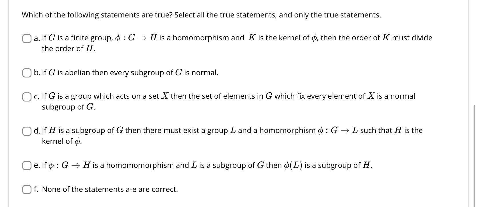 Solved Which of the following statements are true? Select | Chegg.com