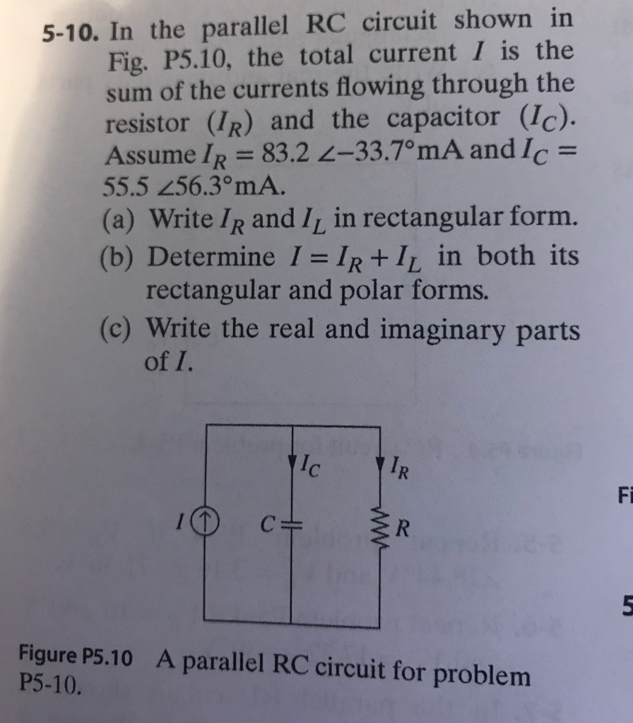 Solved 5-10. In the parallel RC circuit shown in Fig. P5.10, | Chegg.com