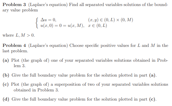 Solved Problem 3 (Laplace's equation) Find all separated | Chegg.com