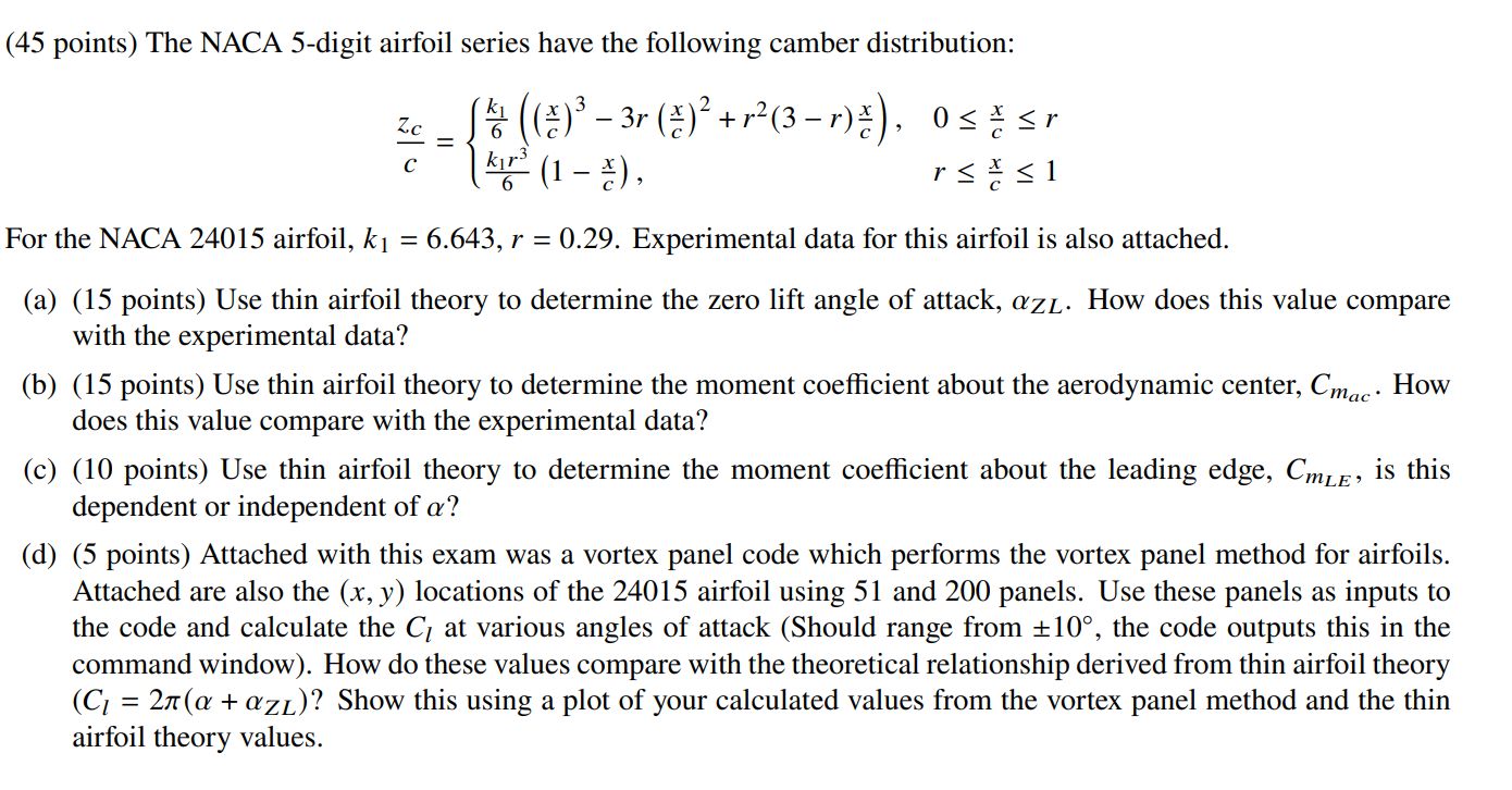 Solved (45 ﻿points) ﻿The NACA 5-digit airfoil series have | Chegg.com