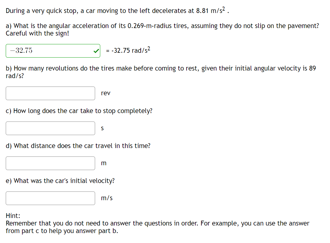 Solved During a very quick stop, a car moving to the left | Chegg.com