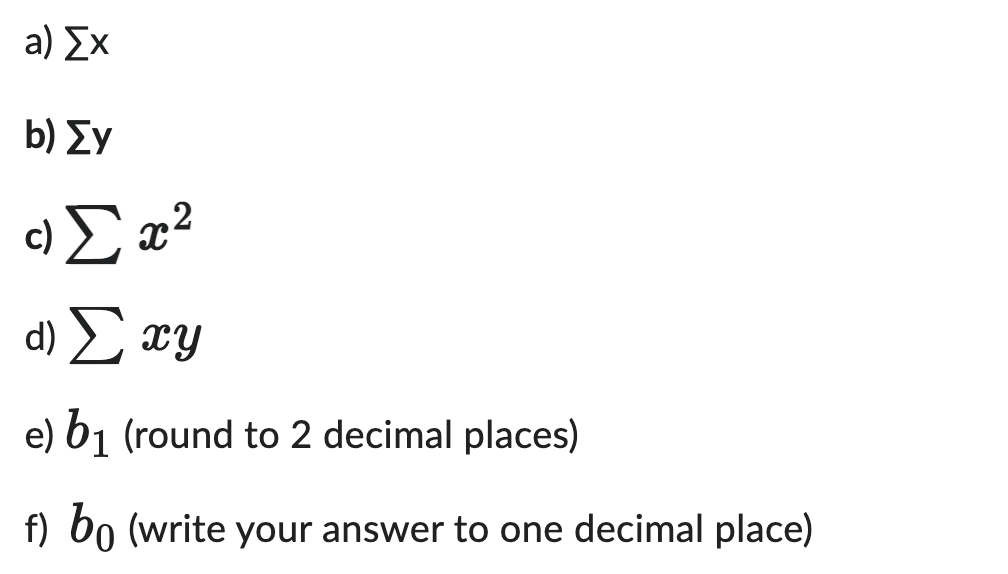 Solved For the bivariate data: Find the regression equation, | Chegg.com