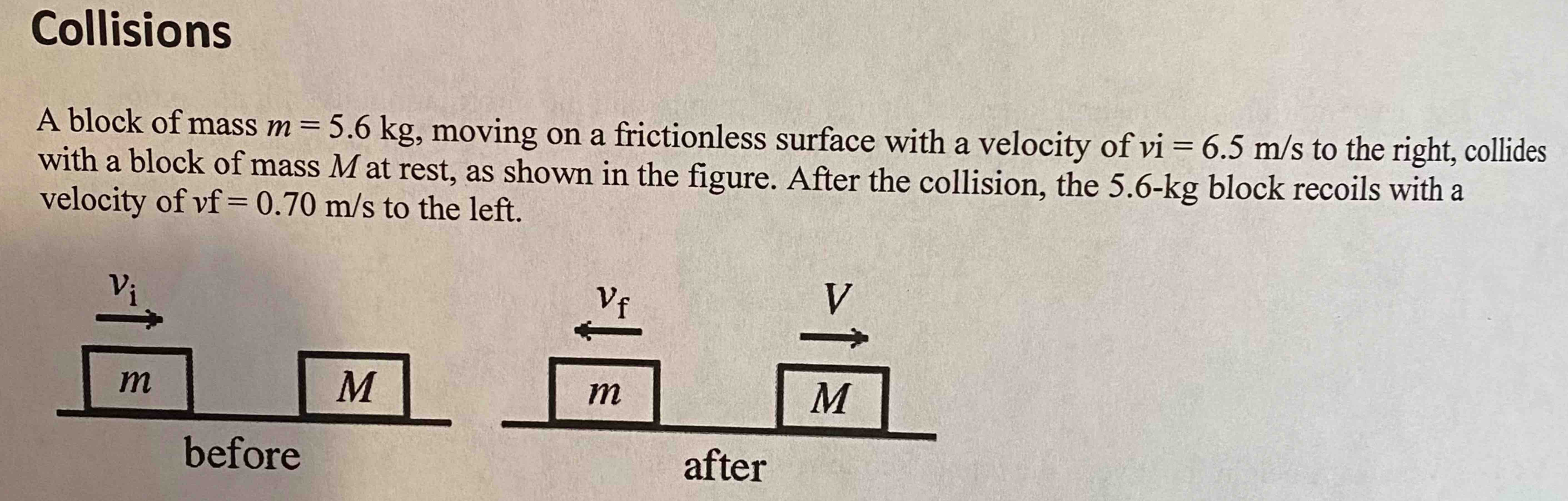 Solved CollisionsA block of mass m=5.6kg, ﻿moving on a | Chegg.com