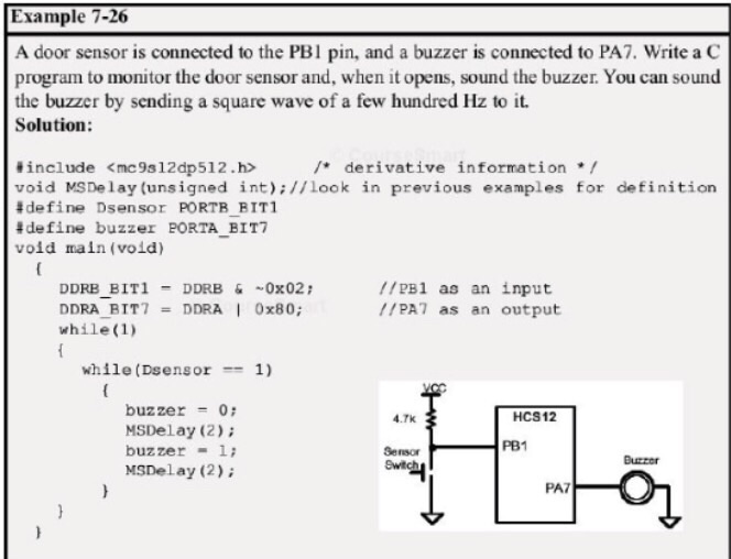 Solved (6) A door sensor is connected to the PB2 pin, and a | Chegg.com