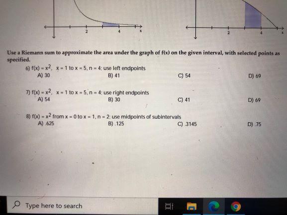 Solved C) 54 Use a Riemann sum to approximate the area under | Chegg.com