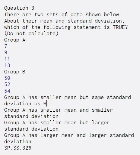 Solved Question 3 There are two sets of data shown below. | Chegg.com