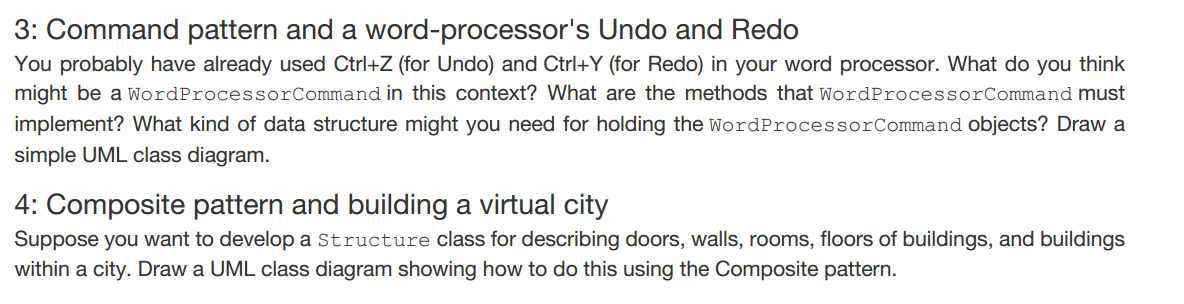 3: Command pattern and a word-processor's Undo and | Chegg.com