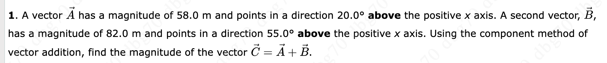 Solved A vector vec(A) ﻿has a magnitude of 58.0m ﻿and points | Chegg.com