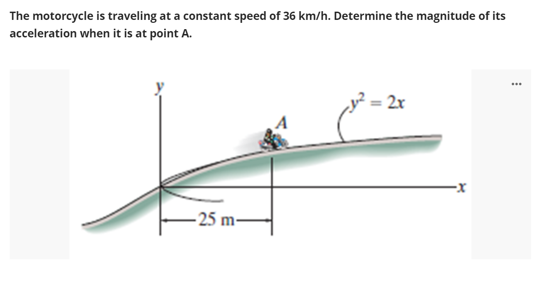 Solved The motorcycle is traveling at a constant speed of 36 | Chegg.com