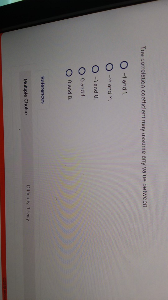 Solved The correlation coefficient may assume any value | Chegg.com