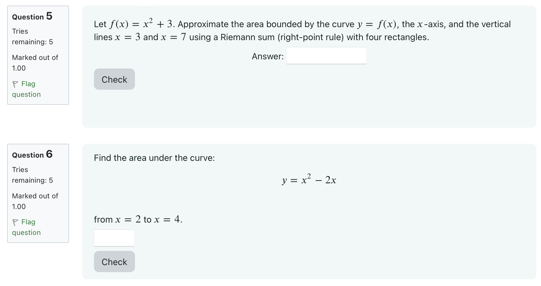 Solved Let f(x)=x2+3. ﻿Approximate the area bounded by the | Chegg.com