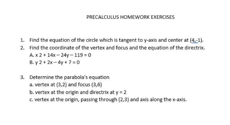 Solved PRECALCULUS HOMEWORK EXERCISES 1. Find the equation | Chegg.com