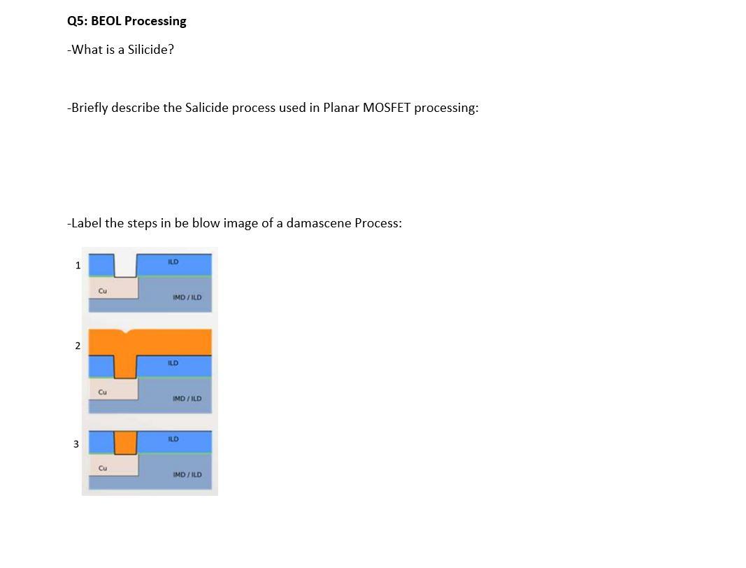 Solved Q5: BEOL Processing -What is a Silicide? -Briefly | Chegg.com