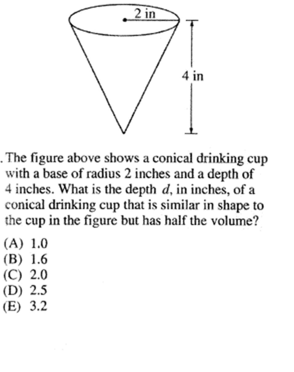 Solved 4 In The Figure Above Shows A Conical Drinking Cup