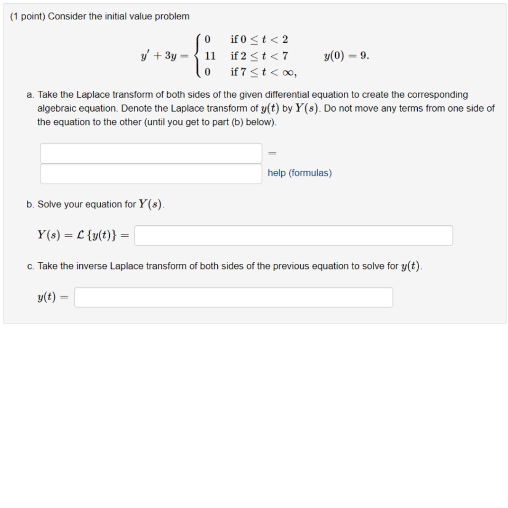 Solved Consider the initial value problem y′+3y={0 if 0≤t