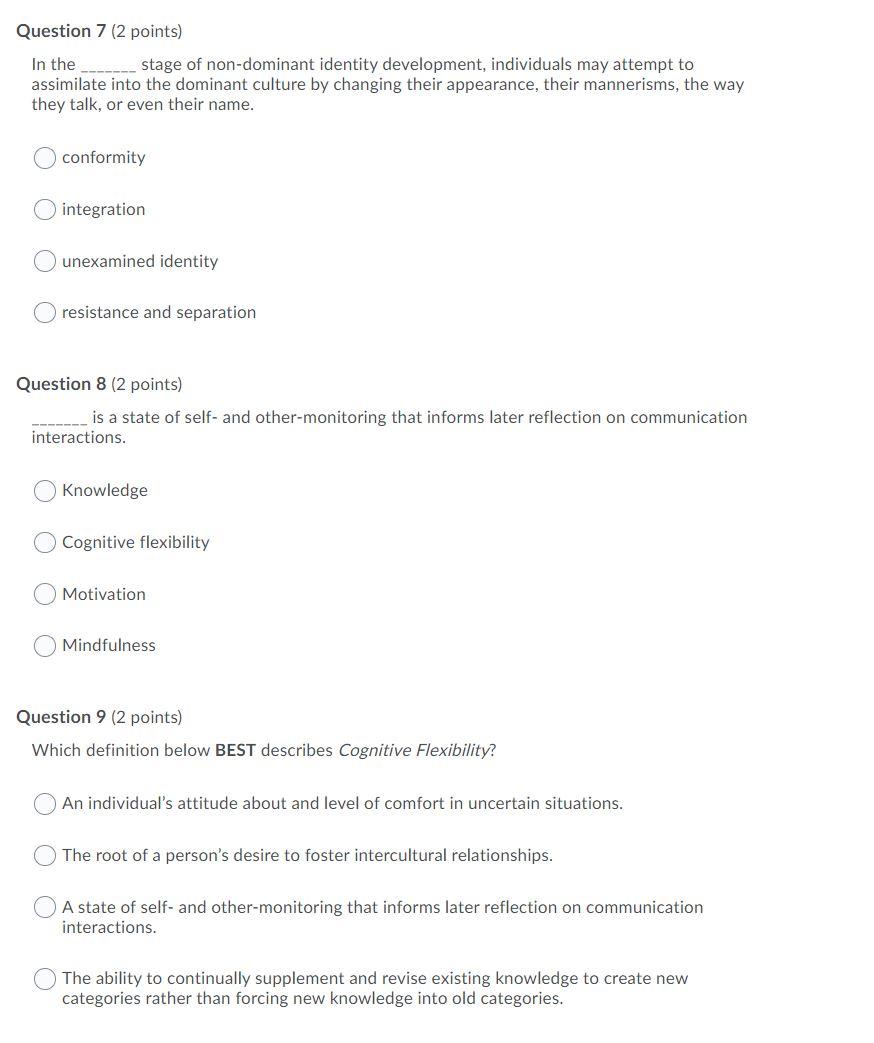 Solved Question 7 (2 points) In the stage of non-dominant | Chegg.com