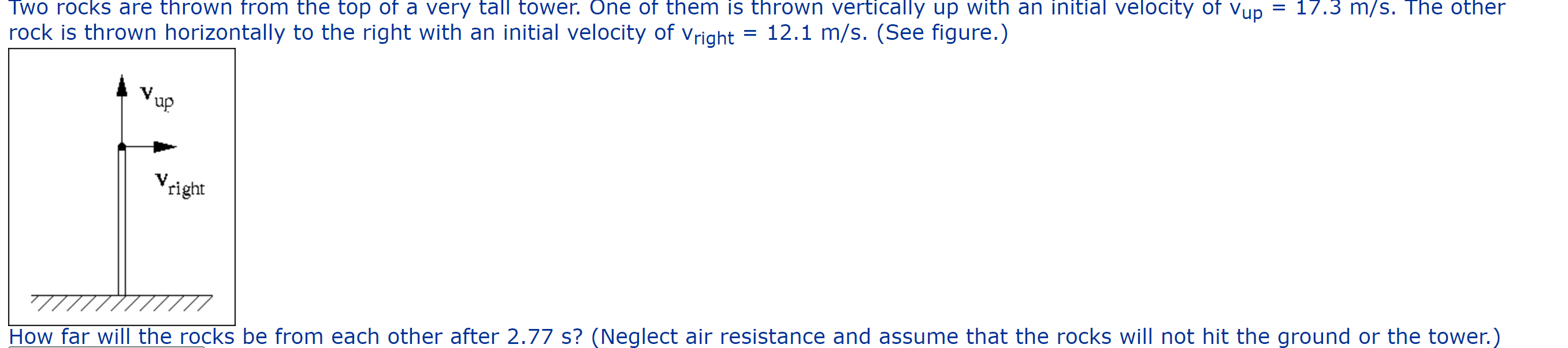 Solved Two rocks are thrown from the top of a very tall | Chegg.com
