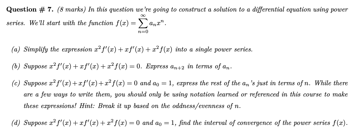 Solved Question # 7. (8 marks) In this question we're | Chegg.com Solved Question # 7. (8 marks) In this question we're | Chegg.com