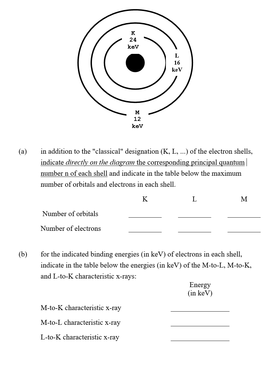 Solved K 24 kev L 16 keV м 12 kev (a) in addition to the | Chegg.com
