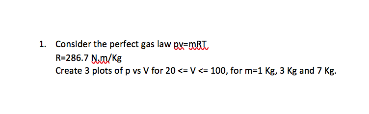 Solved Consider the perfect gas law pv-MRT R-286.7 Nm/Kg | Chegg.com