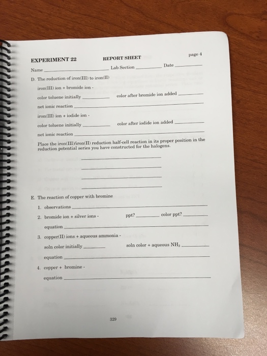 Solved REPORT SHEET EXPERIMENT 22 Date Lab Section Name A. | Chegg.com