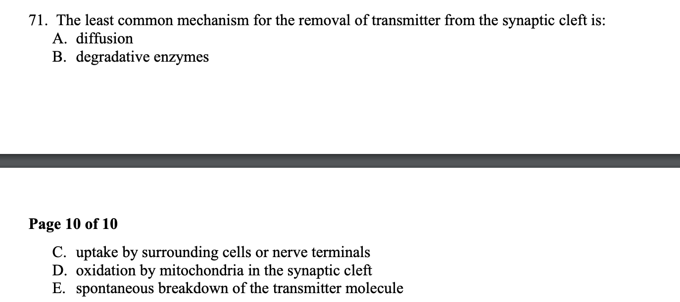 Solved 71. The least common mechanism for the removal of | Chegg.com