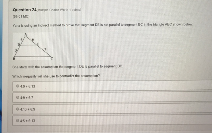 Solved Question 24 (Multiple Choice Worth 1 points) (05 01 | Chegg.com