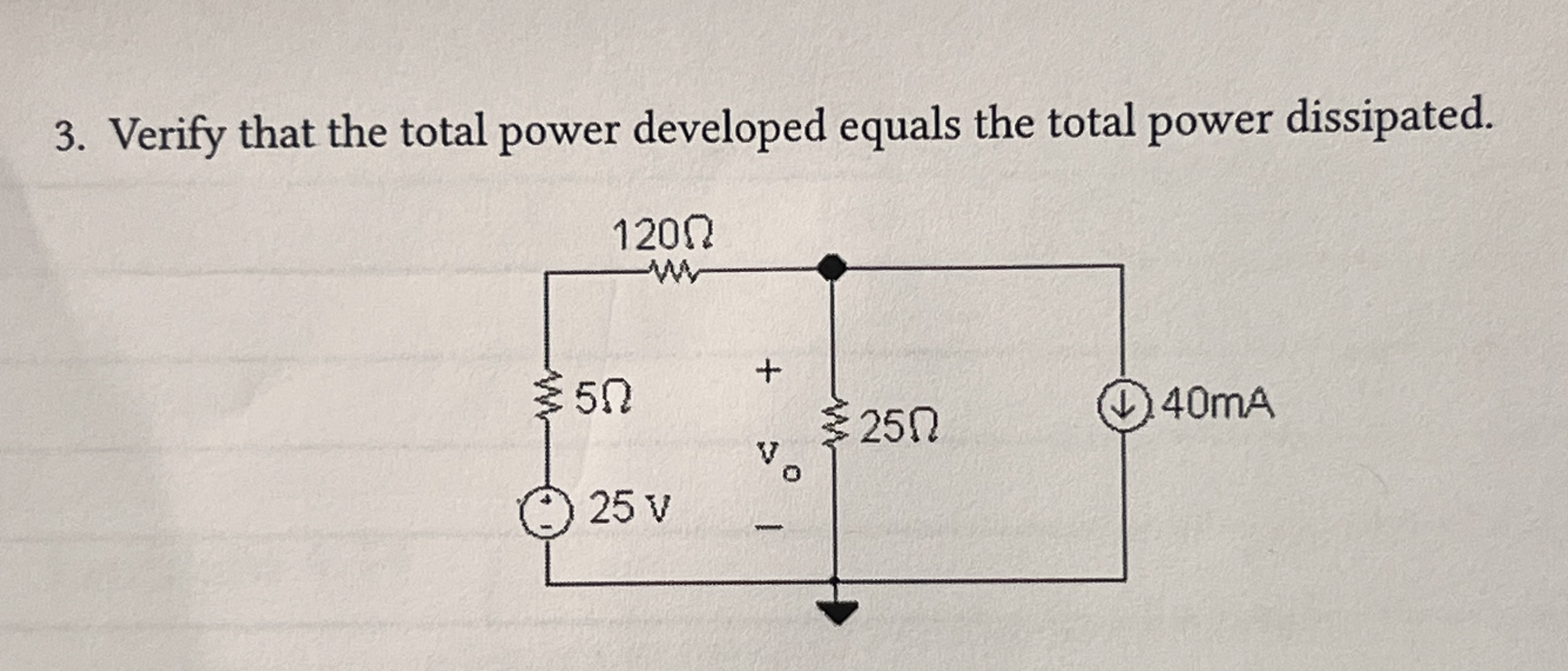 Solved 1. Find the power developed by the 40 mA current | Chegg.com