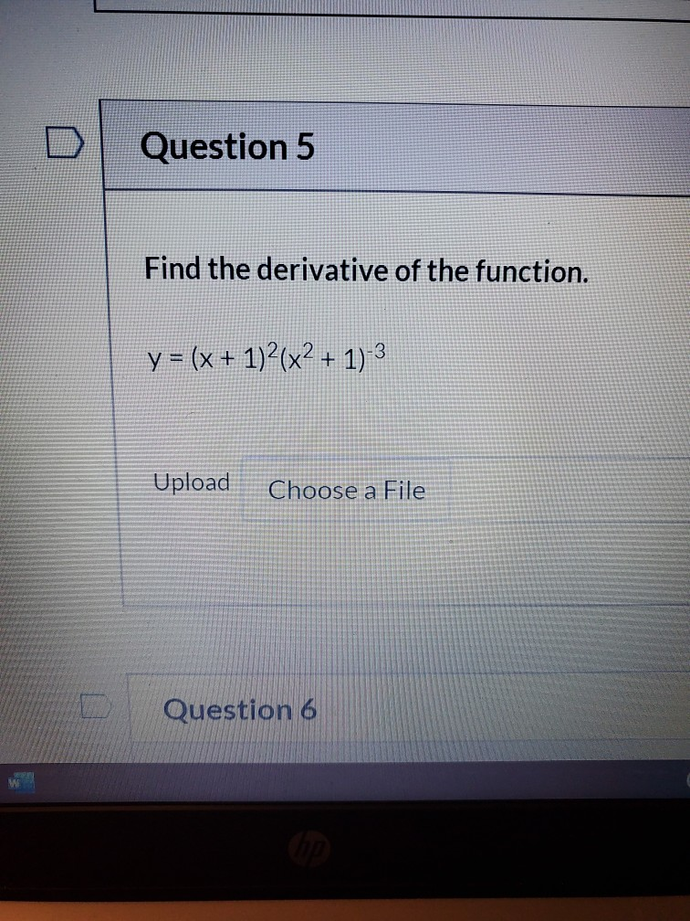 Solved Question 5 Find the derivative of the function. y = | Chegg.com