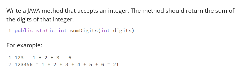 Solved Write a JAVA method that accepts an integer. The | Chegg.com