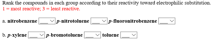 Solved Rank the compounds in each group according to their | Chegg.com