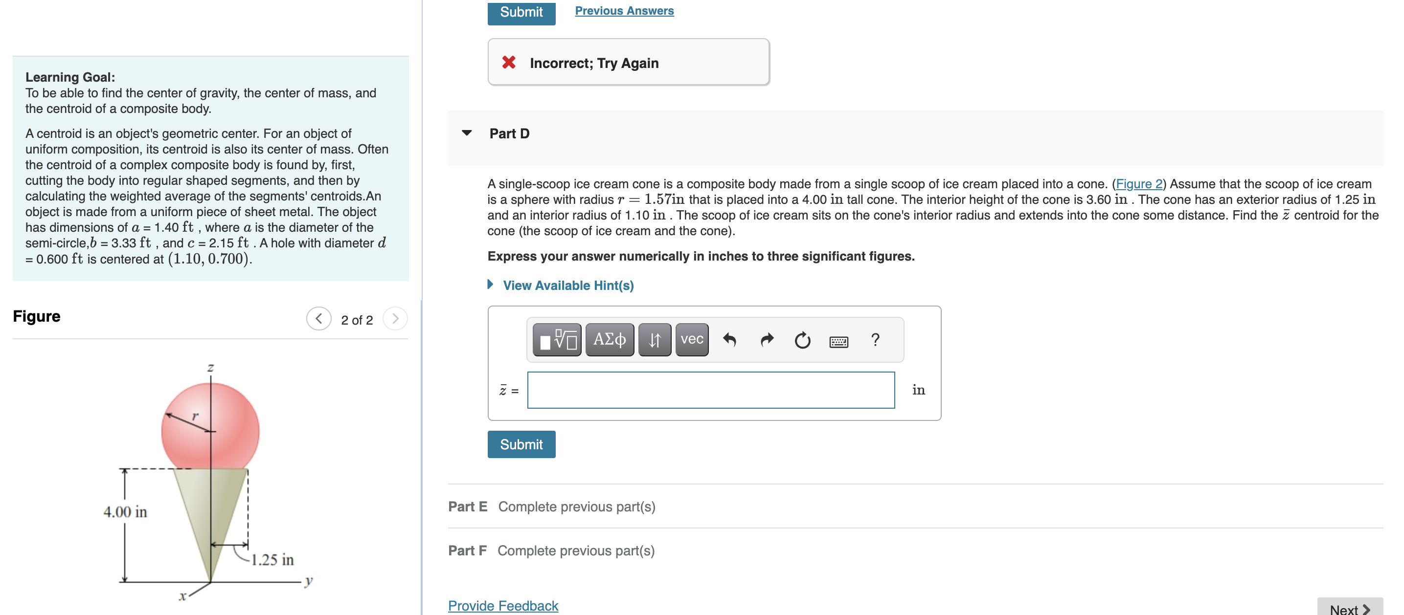 Solved Learning Goal: To be able to find the center of | Chegg.com