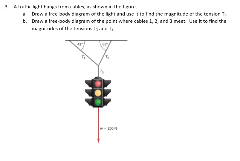 Solved . A traffic light hangs from cables, as shown in the | Chegg.com