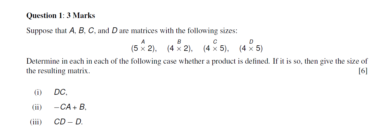 Solved Question 1: 3 Marks Suppose that A, B, C, and D are | Chegg.com
