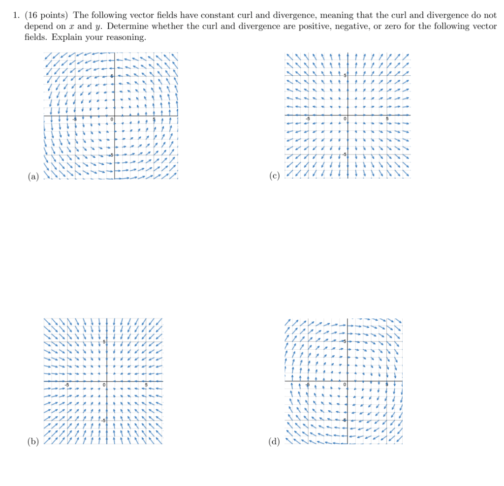 Solved 1. (16 points) The following vector fields have | Chegg.com