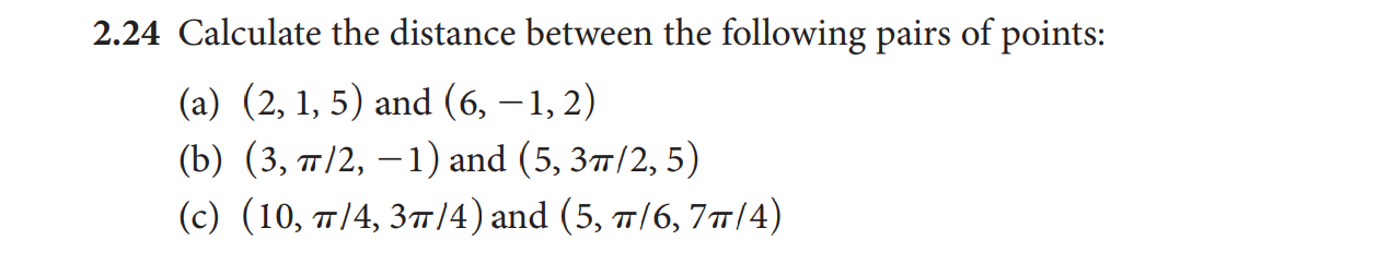 Solved .24 Calculate the distance between the following | Chegg.com