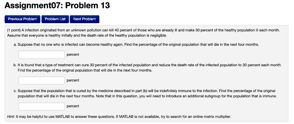 Solved Assignment07: Problem 13 Previous Problem Problem | Chegg.com