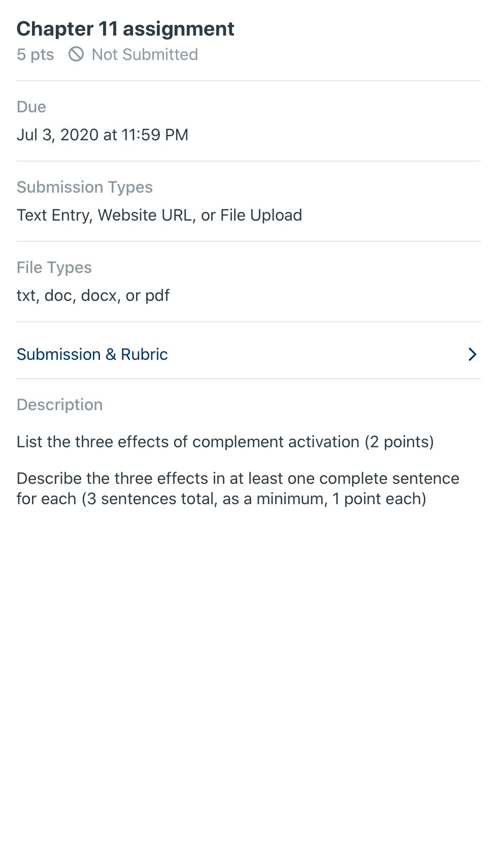 Solved Chapter 11 assignment 5 pts 0 Not Submitted Due Jul | Chegg.com