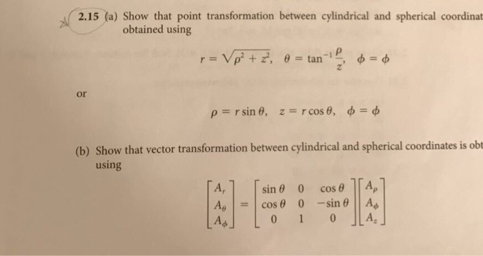 Solved 2.15 (a) Show that point transformation between | Chegg.com