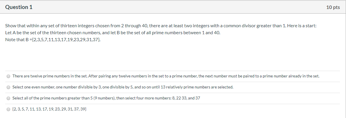 Solved Question 1 10 pts Show that within any set of | Chegg.com