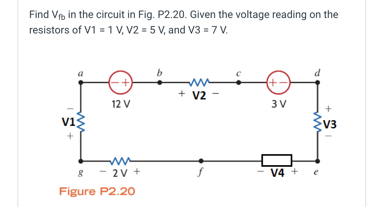 Solved Find Vfb in the circuit in Fig. P2.20. Given the | Chegg.com