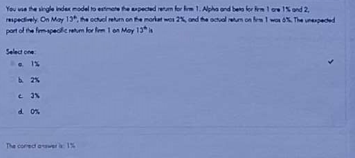 Solved You use the single index model to estimate the | Chegg.com