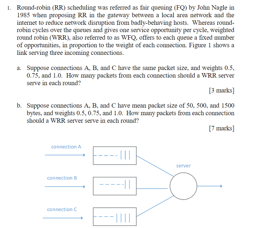 Solved 1. Round-robin (RR) scheduling was referred as fair | Chegg.com
